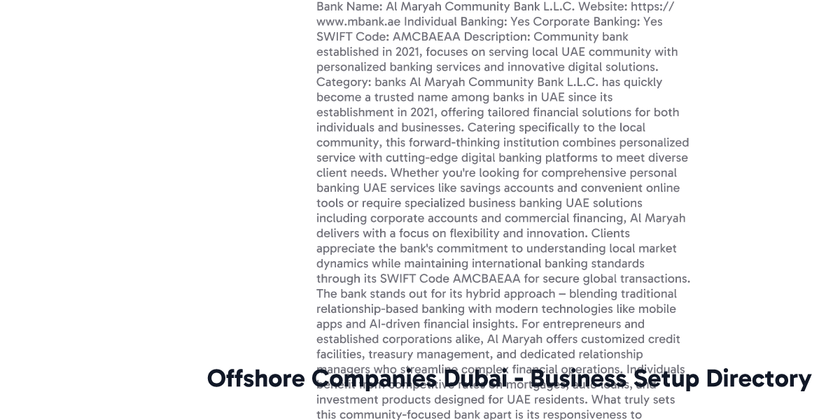 Al Maryah Community Bank L.L.C. | Personalized Banking Solutions in the UAE