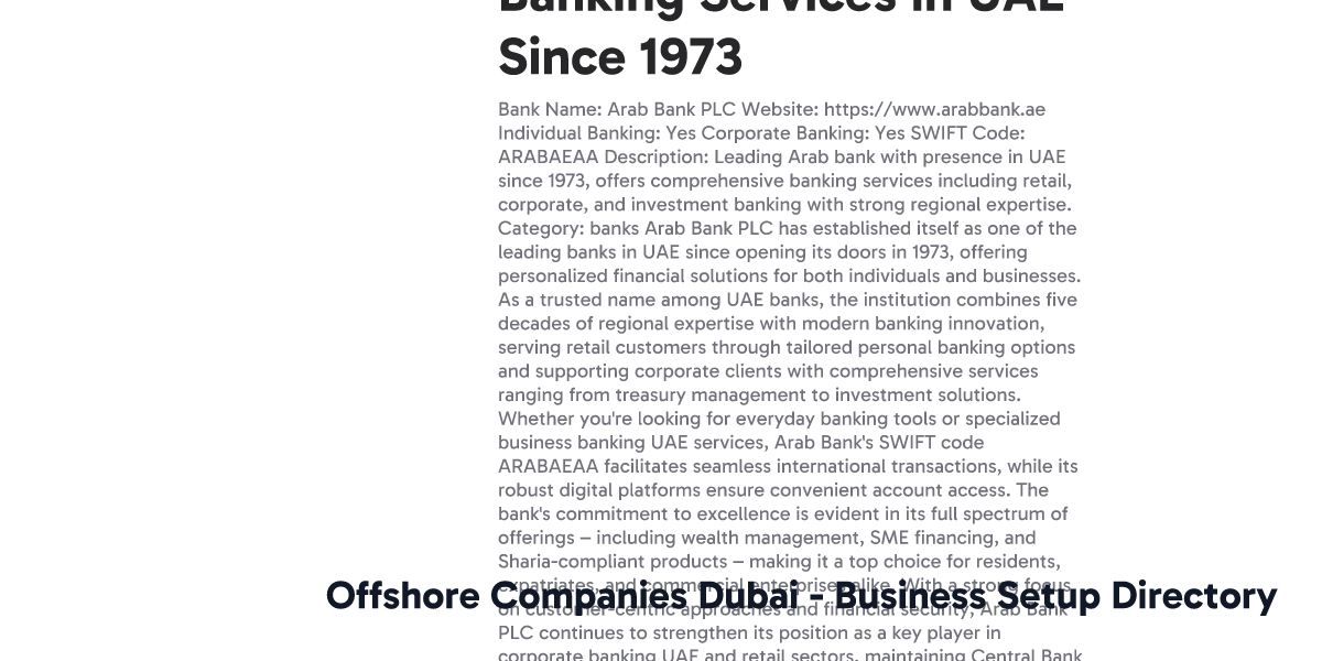 Arab Bank PLC | Trusted Banking Services in UAE Since 1973