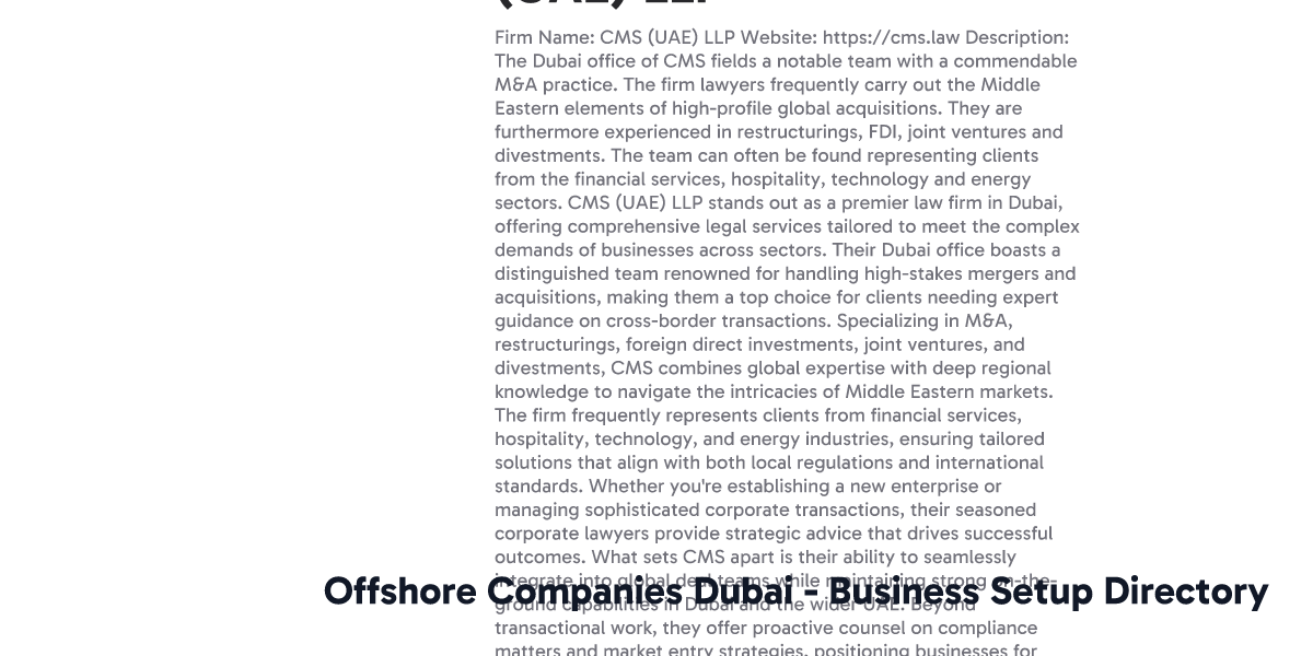 Expert Corporate Legal Services in Dubai | CMS (UAE) LLP