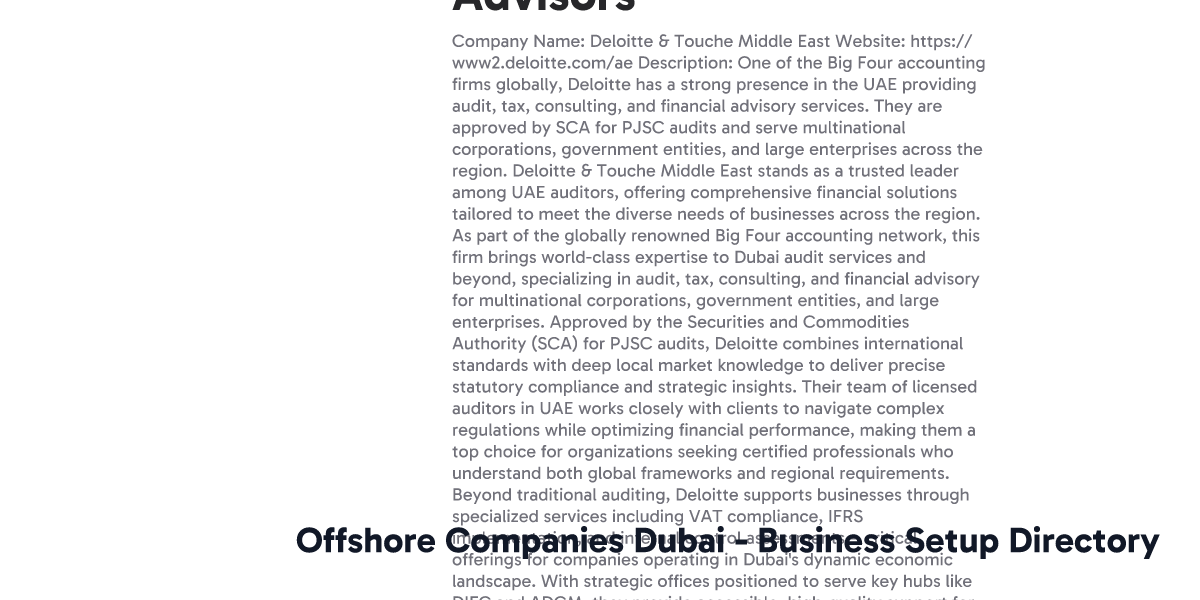 Deloitte & Touche Middle East | Trusted UAE Auditors & Financial Advisors